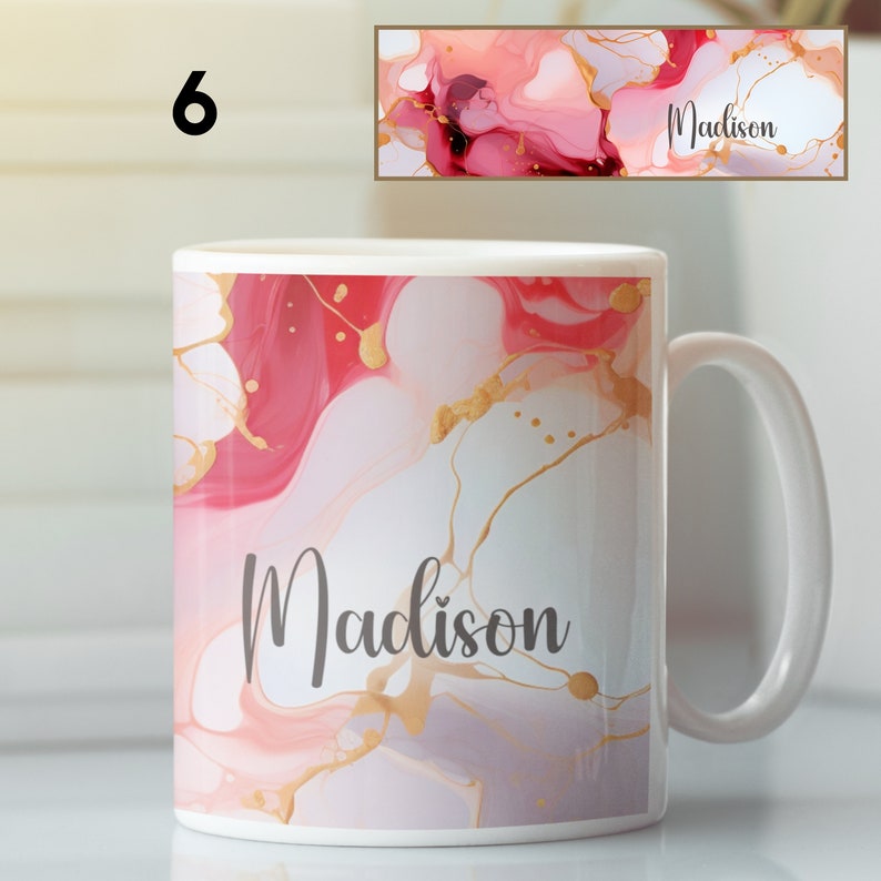 Custom Alcohol Ink Mug Personalized 11oz Ceramic Cup Add Name, Initials ...