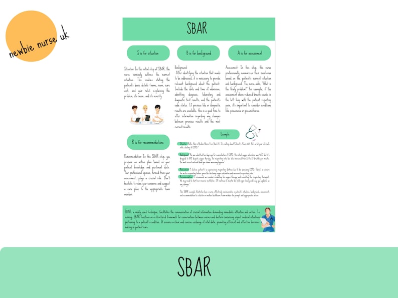 SBAR Nursing Guide; (situation, Background, Assessment, Recommendation ...