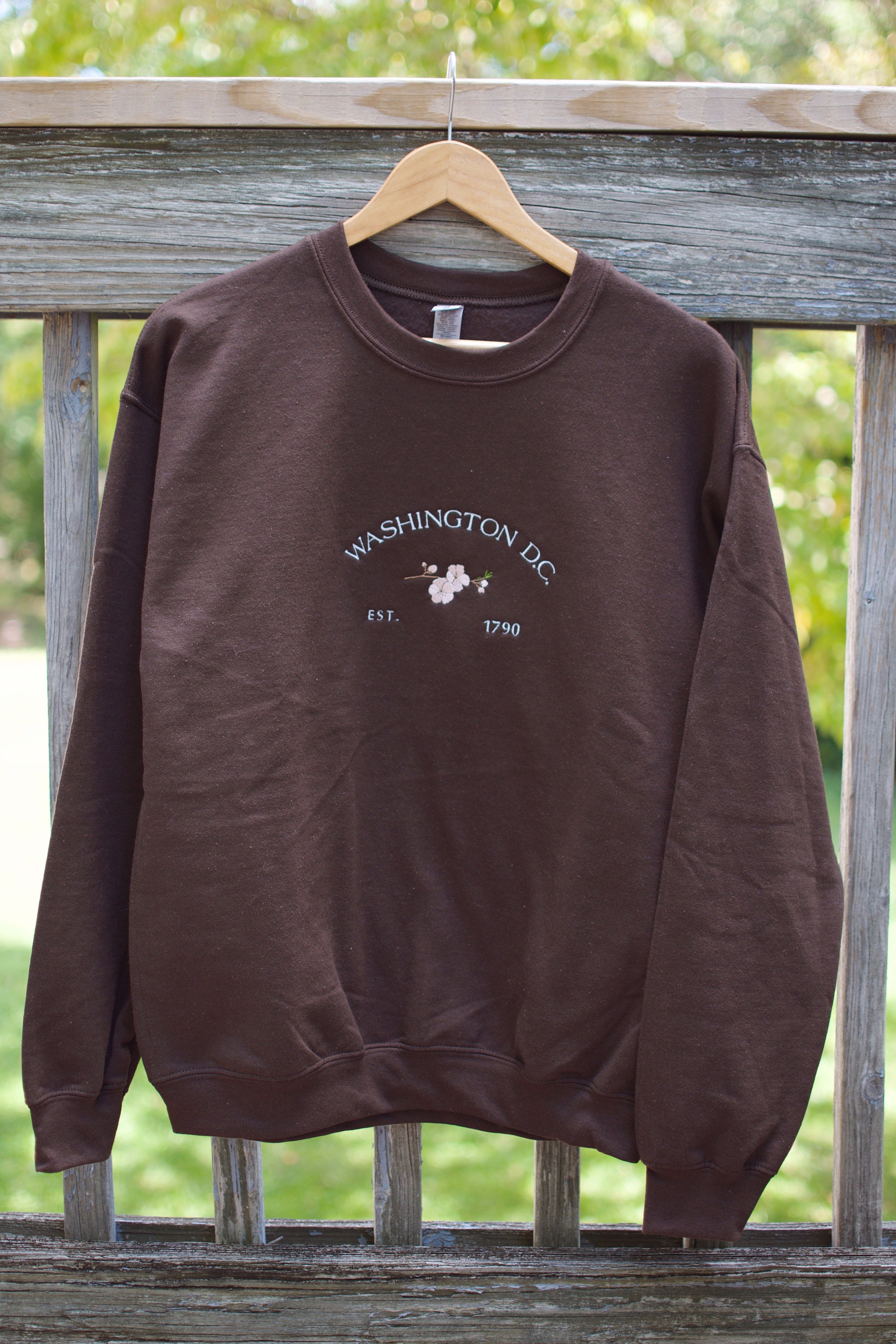 Washington DC Embroidered Crewneck Sweatshirt | Cherry Blossom ...