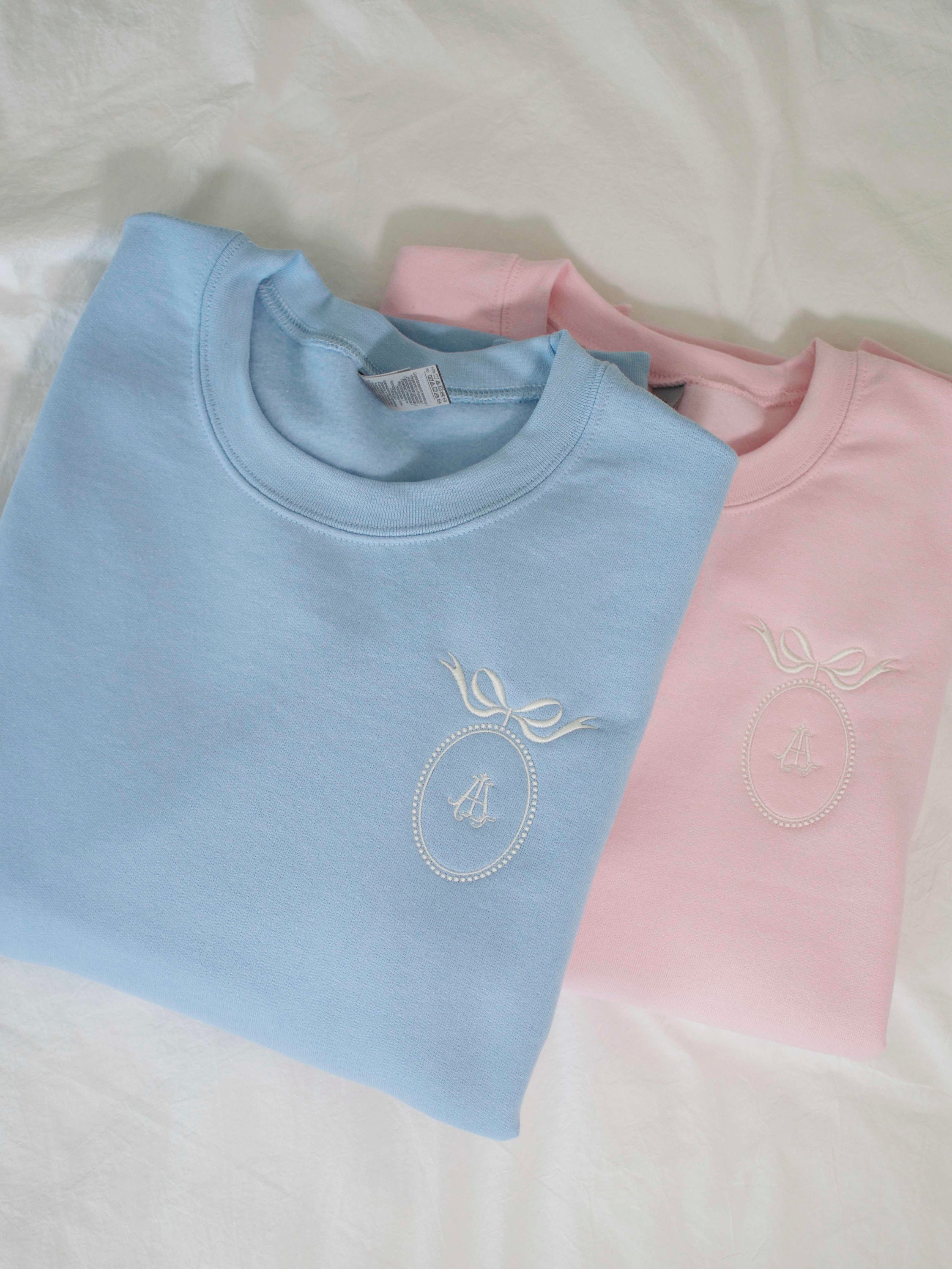 Custom Monogram Bow Frame Embroidered Crewneck Sweatshirt Monogrammed ...