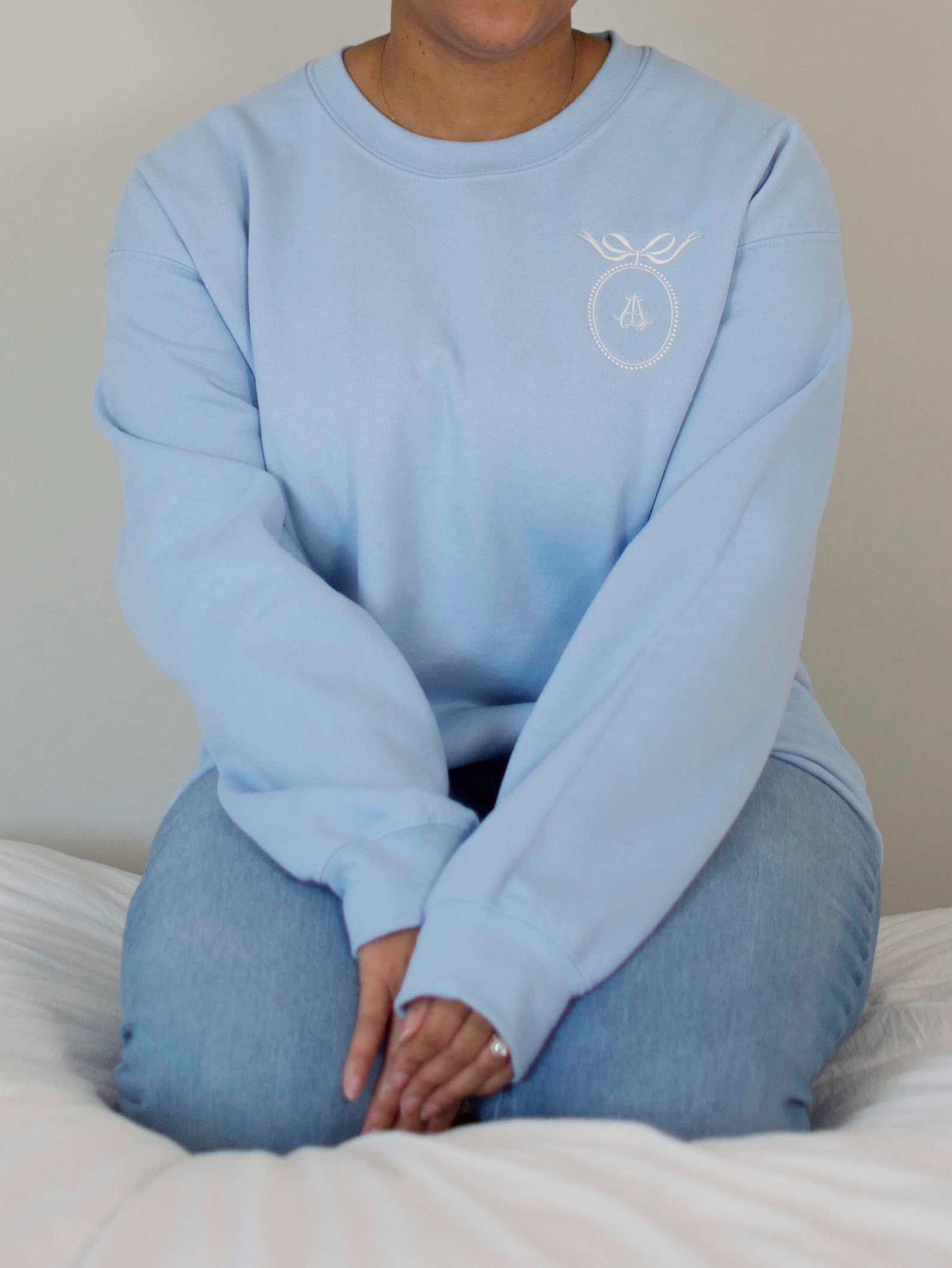 Custom Monogram Bow Frame Embroidered Crewneck Sweatshirt Monogrammed ...