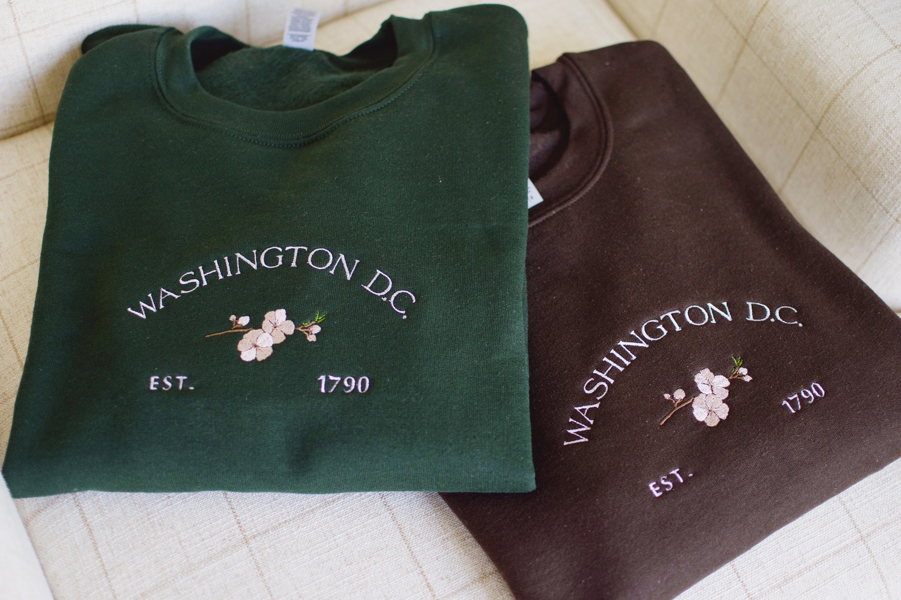 Washington DC Embroidered Crewneck Sweatshirt Cherry Blossom Sweatshirt ...