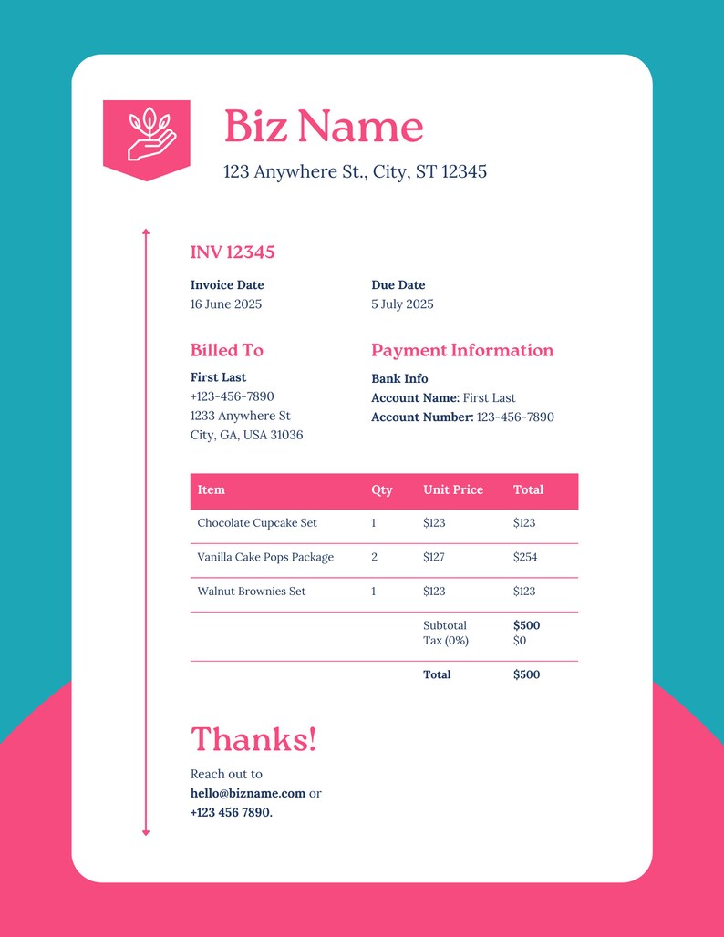 Editable Canva Invoice Template for Small Business Miami - Etsy
