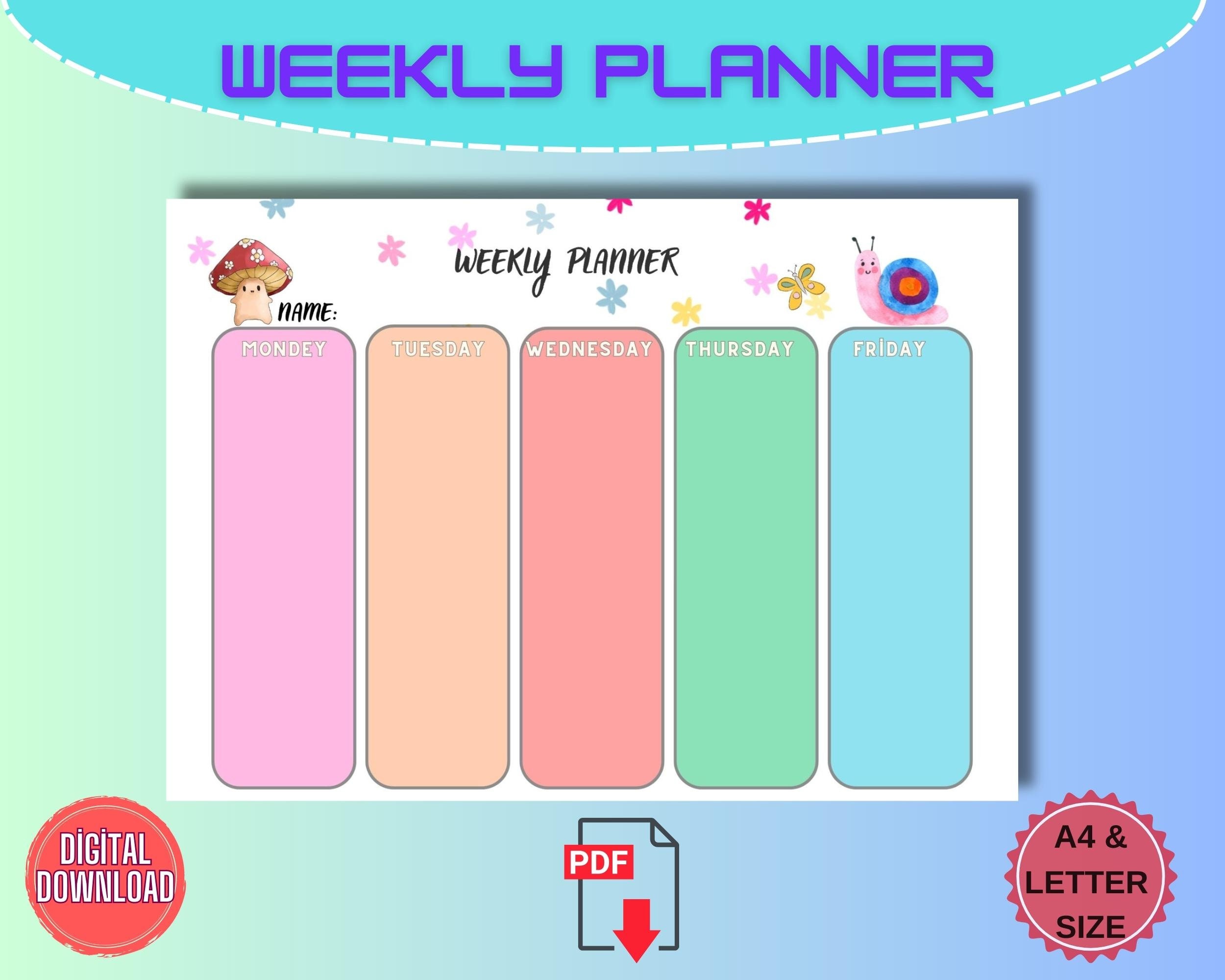 Weekly Planner for Kids,daily Planner for Kids /planner Printable ...