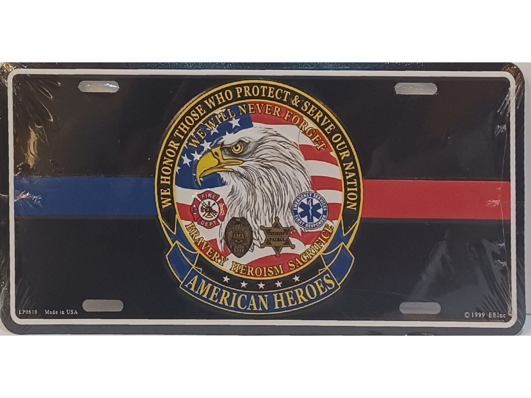 American Heroes Car Front License Tag Plate 12 L X 6 W Made in USA 1999 ...