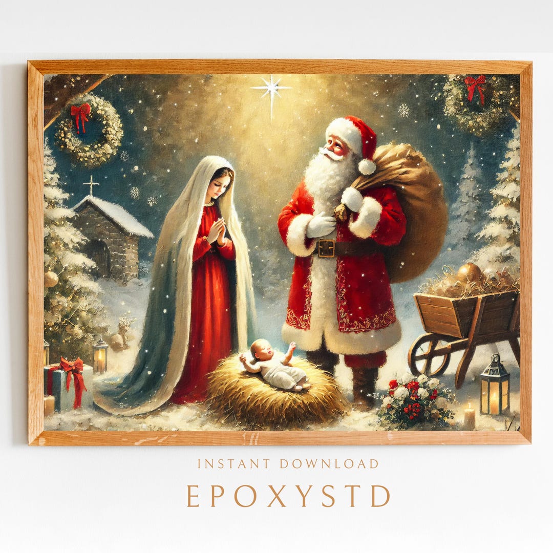 Santa at the Nativity, Christmas Traditions, Divine Light, Christian ...
