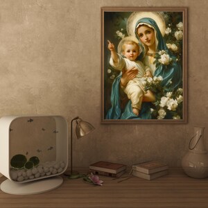 Virgin Mary Embracing Jesus, Jesus Portrait, Christian Wall Art ...