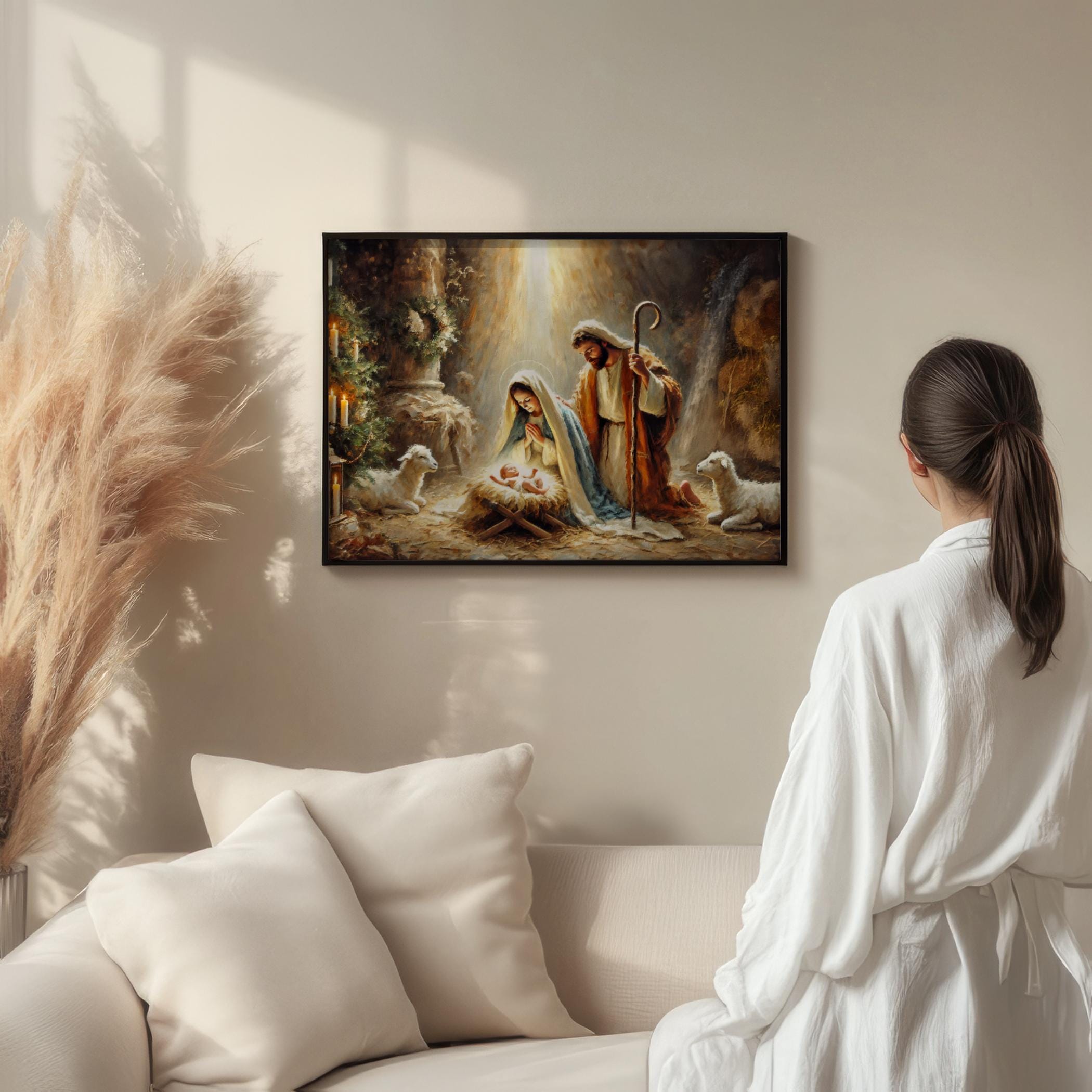Nativity Christian Wall Art, Christmas Wall Art, Holy Family on ...