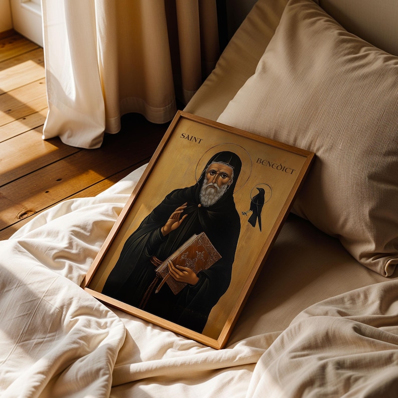 Saint Benedict Icon, Orthodox Catholic Art Print, Protection & Faith ...