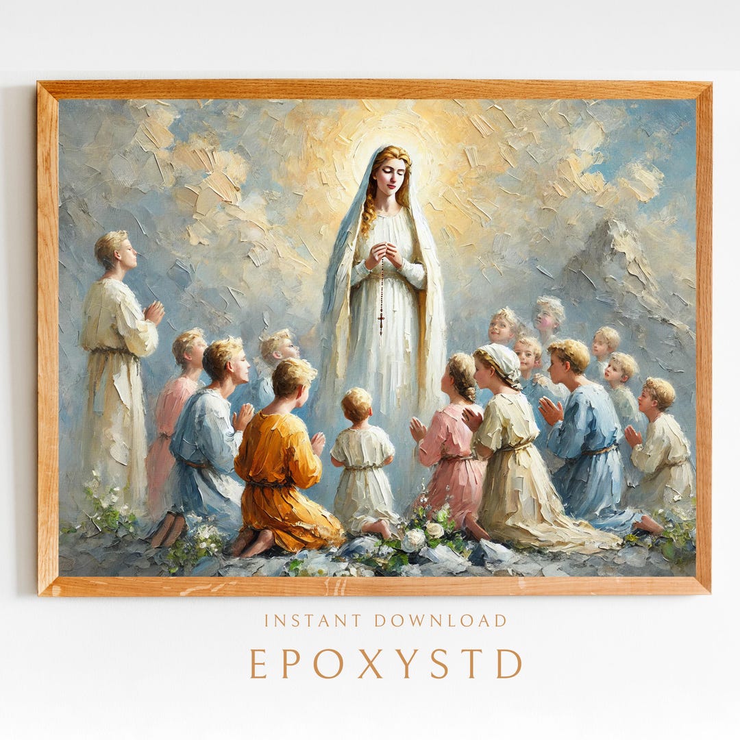 Children Praying Before Our Lady, Faith and Devotion, Christian Wall ...