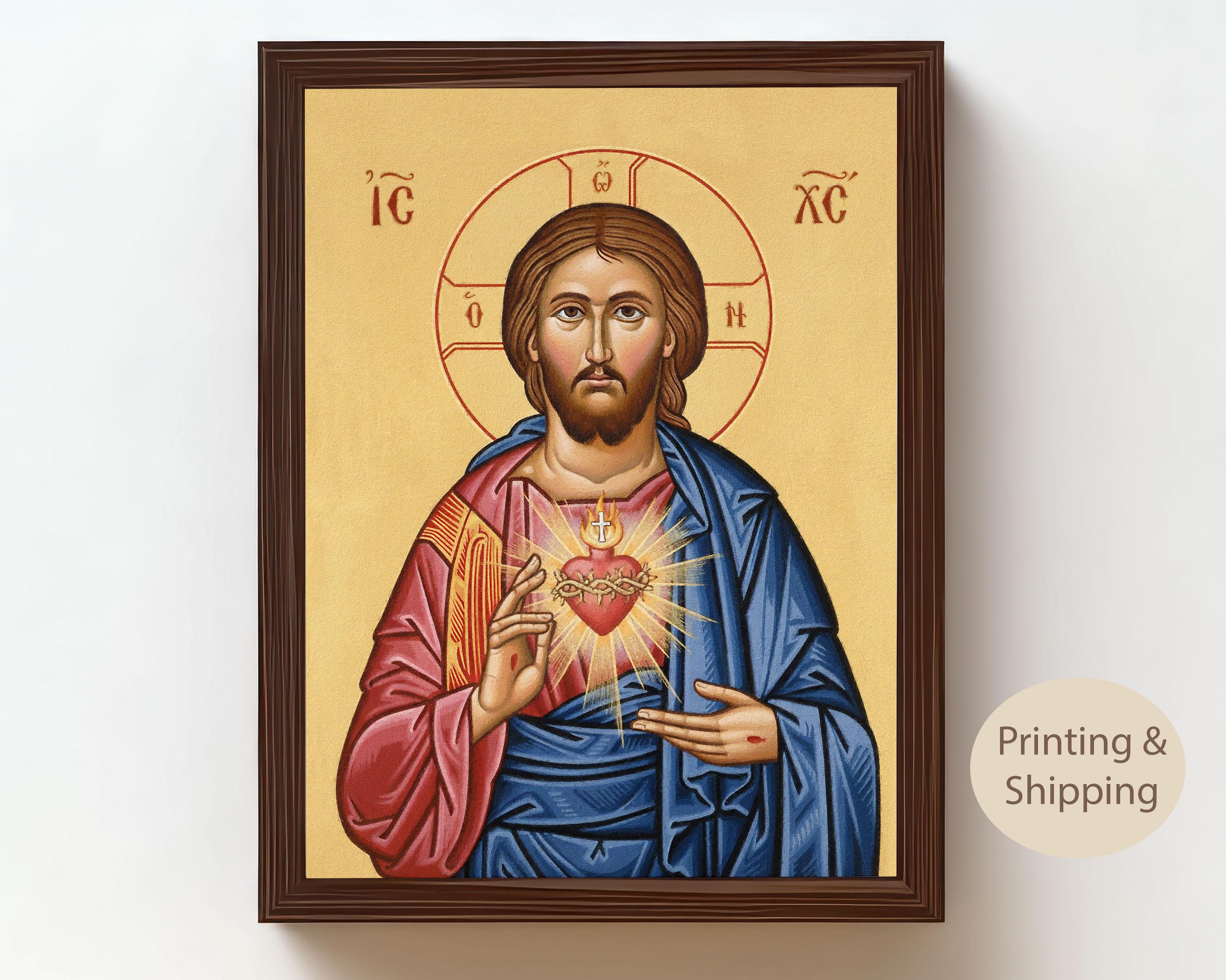 Sacred Heart of Jesus Icon: Catholic Religious Print, Christian Home ...