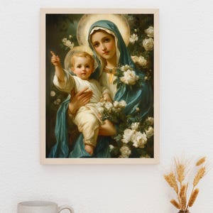 Virgin Mary Embracing Jesus, Jesus Portrait, Christian Wall Art ...