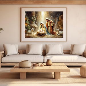 A Holy Light Descends, Nativity Art Prints, Nativity Digital Download ...
