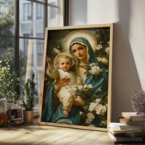 Virgin Mary Embracing Jesus, Christian Wall Art, Catholic Canvas ...
