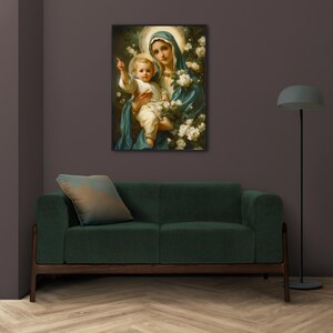 Virgin Mary Embracing Jesus, Jesus Portrait, Christian Wall Art ...
