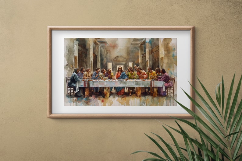 The Last Supper Watercolor Print: Jesus and Apostles, Catholic ...