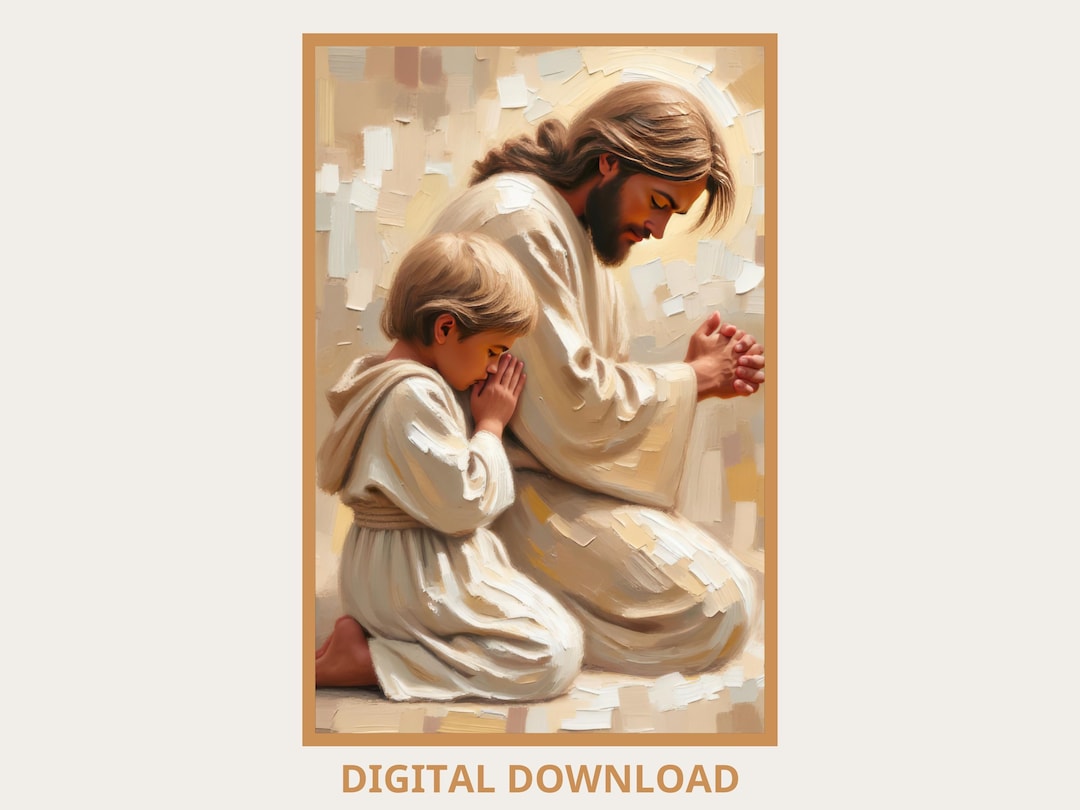Praying With God, Jesus Talking to Children, Portrait of Jesus ...