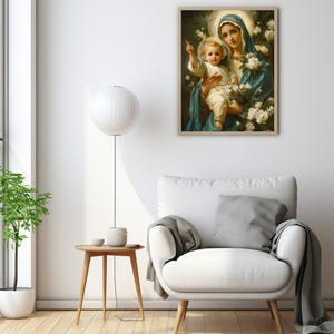 Virgin Mary Embracing Jesus, Jesus Portrait, Christian Wall Art ...