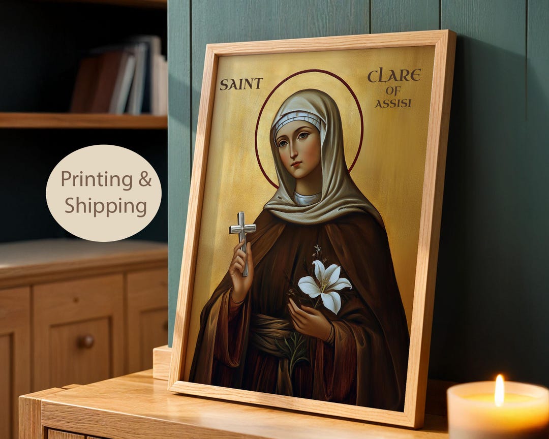Saint Clare of Assisi Icon, Catholic Wall Art, Patron of Light and ...
