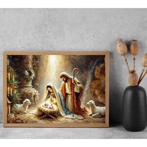 A Holy Light Descends, Nativity Art Prints, Nativity Digital Download ...