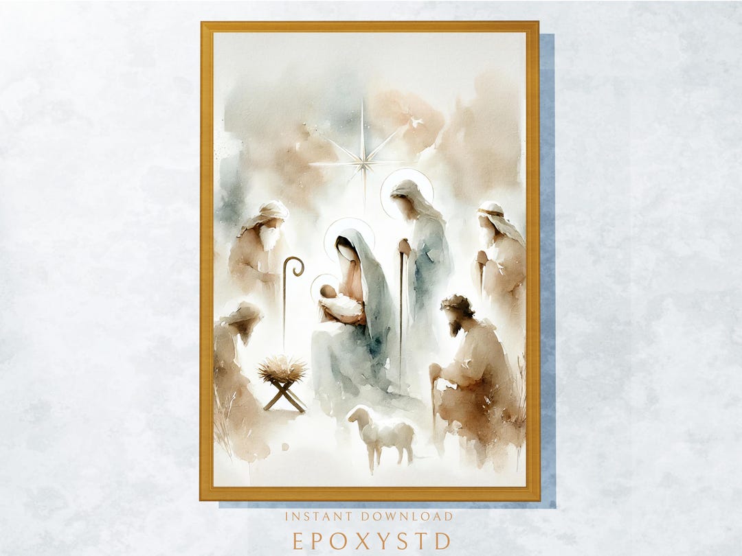 The Birth of Jesus, Divine Light, Christian Wall Art, Catholic Prints ...