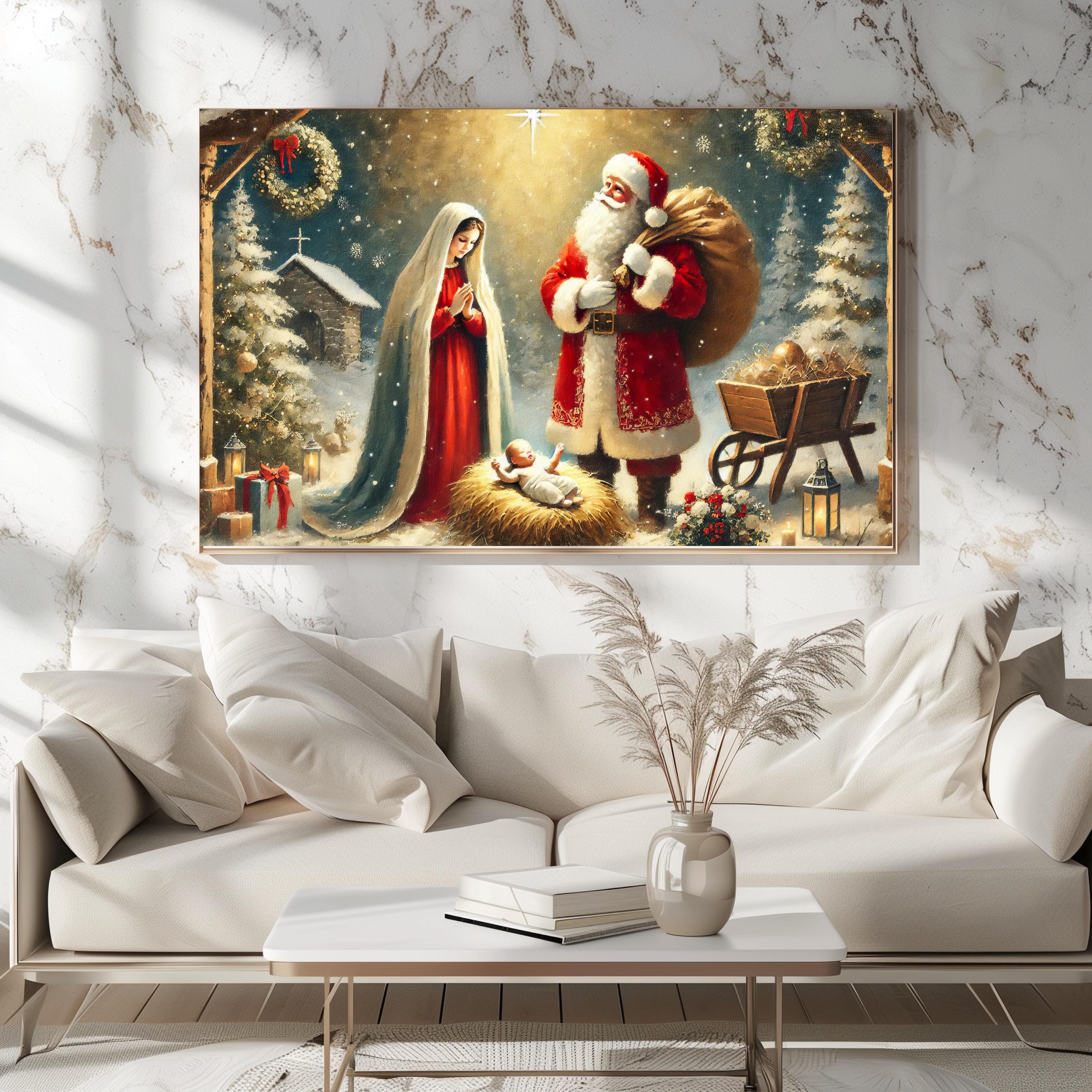 Santa at the Nativity, Christmas Traditions, Divine Light, Christian ...