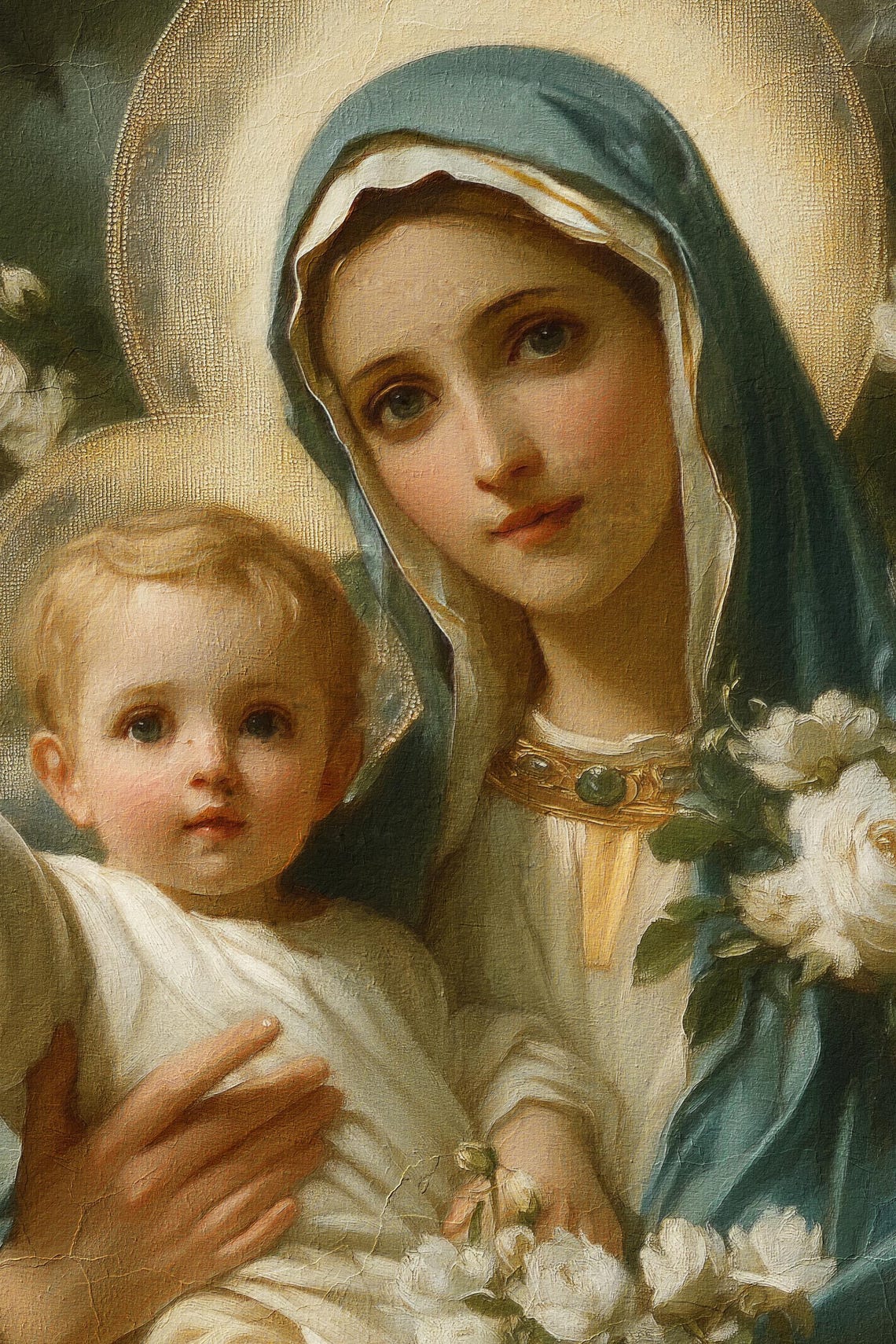 Virgin Mary Embracing Jesus, Jesus Portrait, Christian Wall Art ...