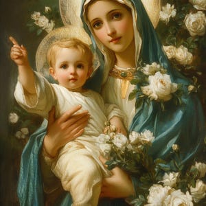 Virgin Mary Embracing Jesus, Jesus Portrait, Christian Wall Art ...