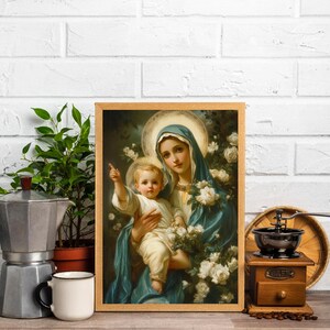 Virgin Mary Embracing Jesus, Jesus Portrait, Christian Wall Art ...