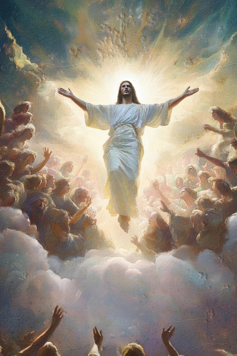 Jesus Ascended to Heaven, Jesus Portrait, Christian Wall Art, Catholic ...