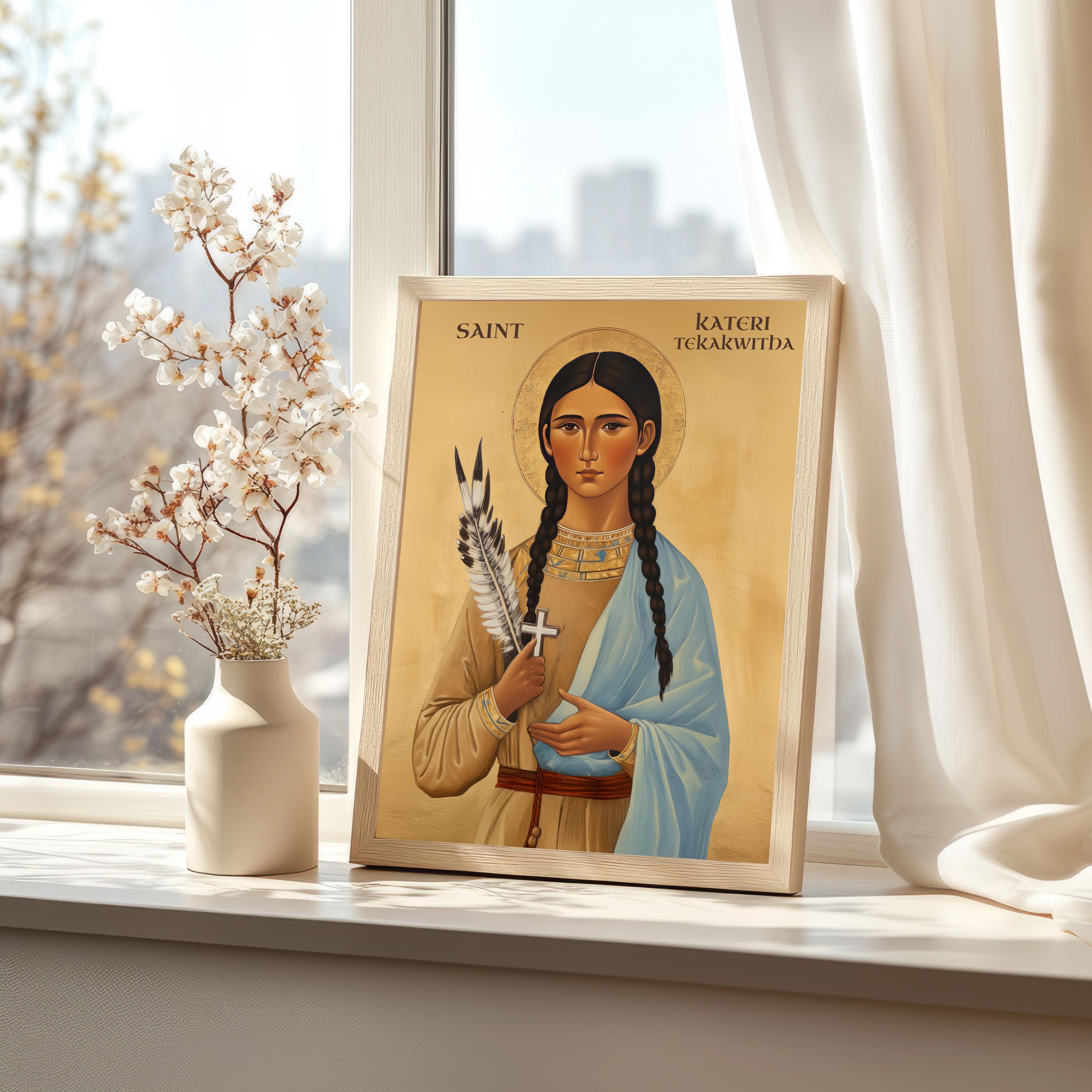 Saint Kateri Tekakwitha Icon, Native American Saint Art, Catholic ...