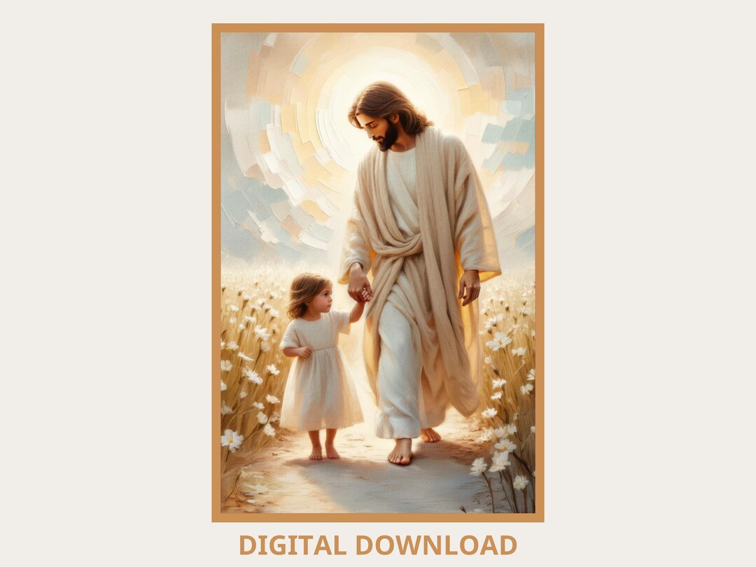 Walk With Jesus, Praying With God, Jesus Talking to Children, Portrait ...