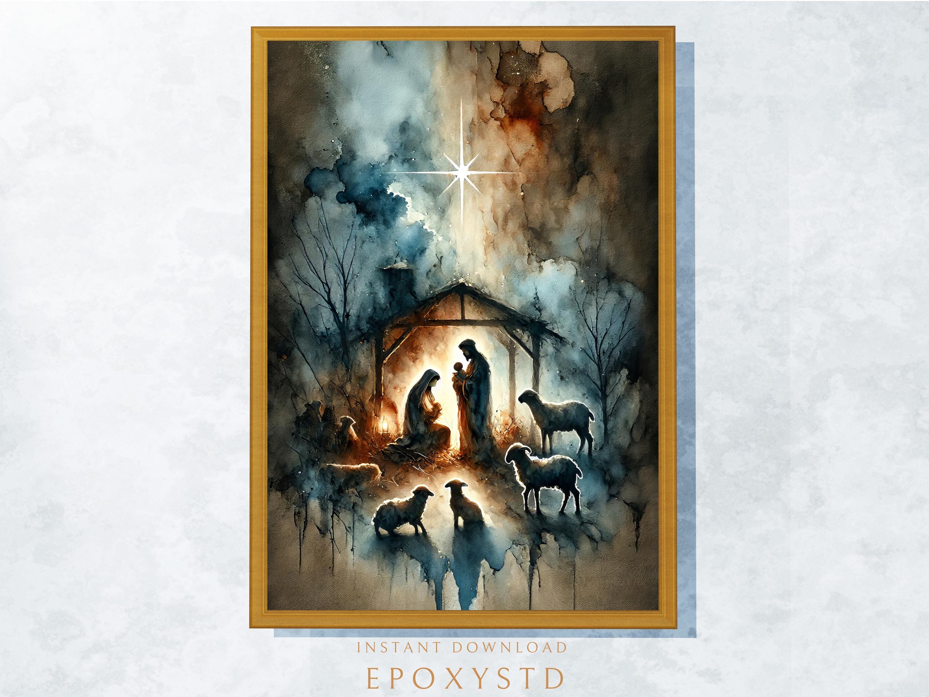 Birth in the Light of Night, Nativity Scene, Divine Light, Christian ...