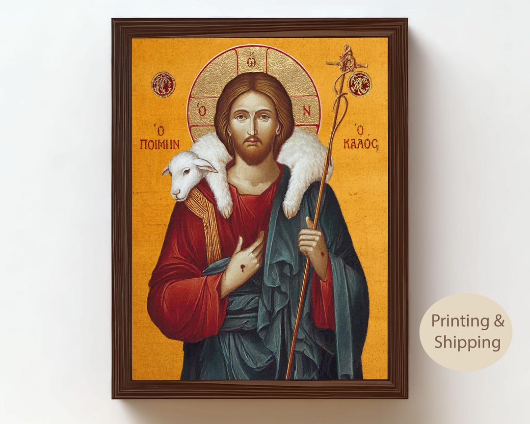 Good Shepherd Orthodox Icon: Byzantine Christian Canvas Art - Etsy