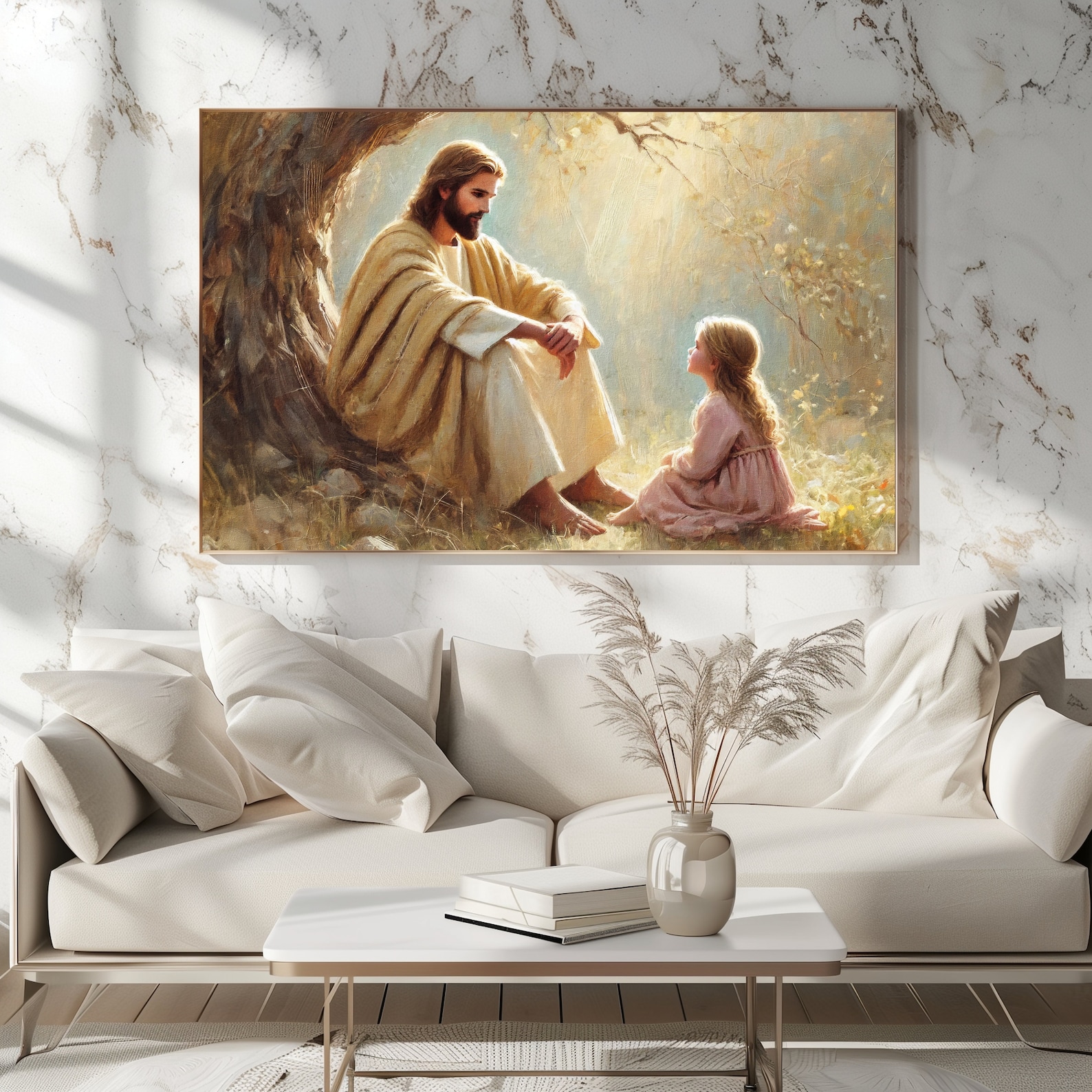 Jesus and Child Sitting and Talking, Jesus Art, Jesus and Child, Jesus ...