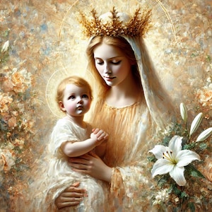 Mother of Divine Grace, Virgin Mary Portrait, Christian Wall Art ...