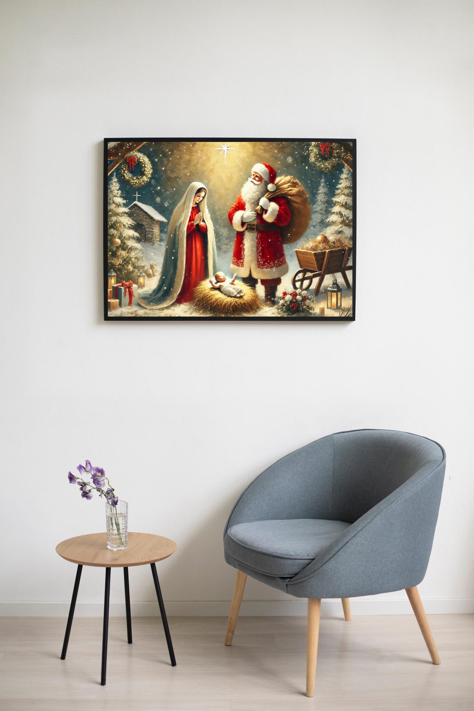 Santa at the Nativity, Christmas Traditions, Divine Light, Christian ...