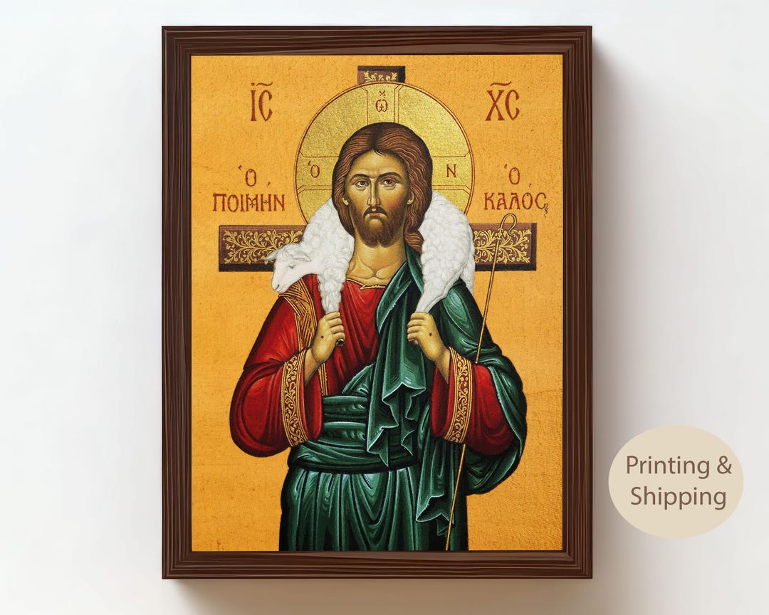 The Good Shepherd Icon Print: Jesus Christ Orthodox Catholic Christian ...