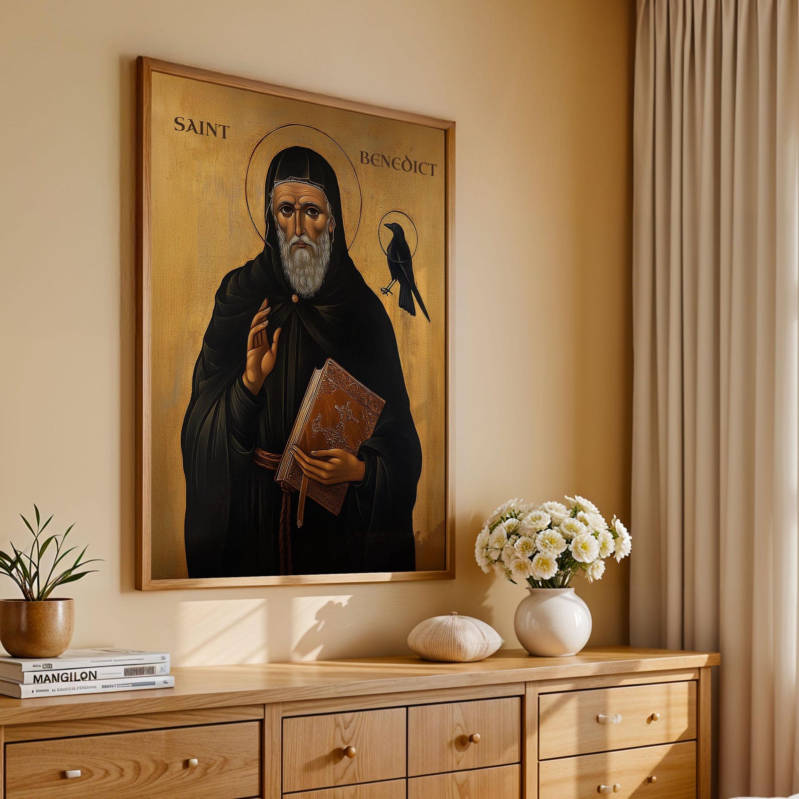 Saint Benedict Icon, Orthodox Catholic Art Print, Protection & Faith ...