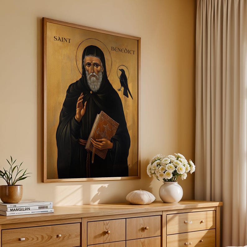 Saint Benedict Icon, Orthodox Catholic Art Print, Protection & Faith ...
