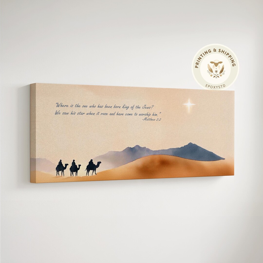 Three Wise Men Bible Verse Wall Art, Star of Bethlehem Christmas Print ...