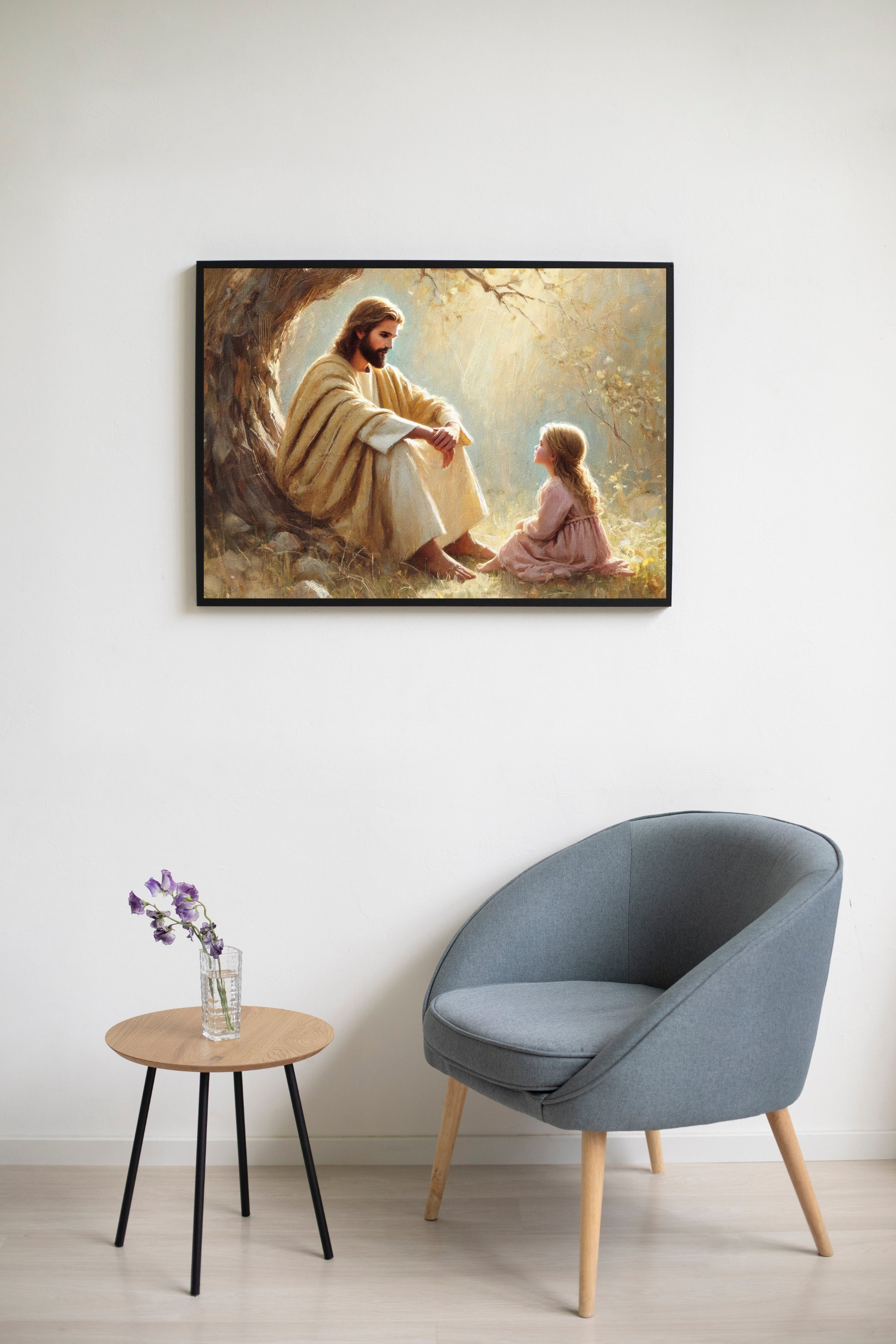 Jesus and Child Sitting and Talking, Jesus Art, Jesus and Child, Jesus ...