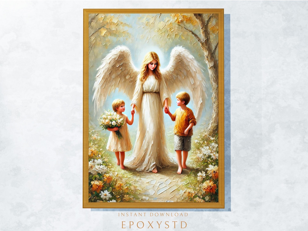 Walking With Angels, Christian Wall Art, Catholic Prints, Digital ...
