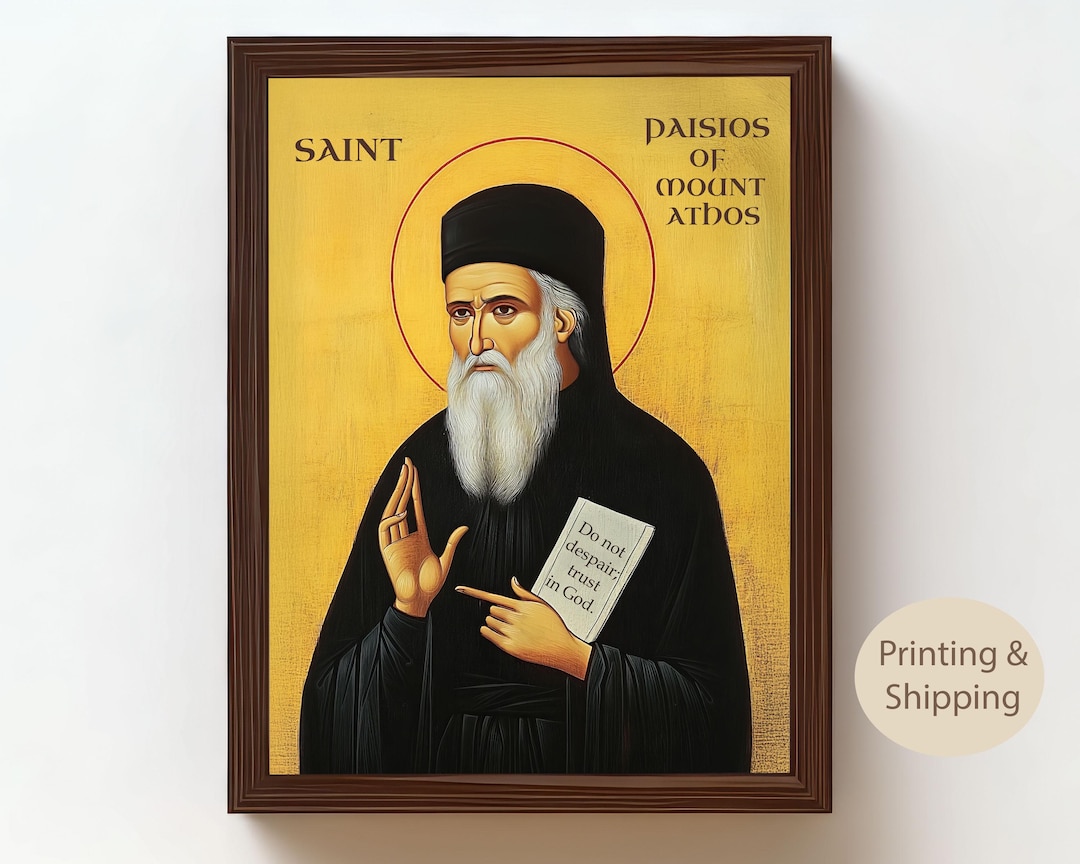 Saint Paisios of Mount Athos Icon Print, Christian Wall Art, Greek ...