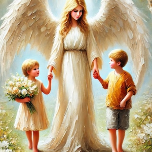 Walking With Angels, Christian Wall Art, Catholic Prints, Digital ...