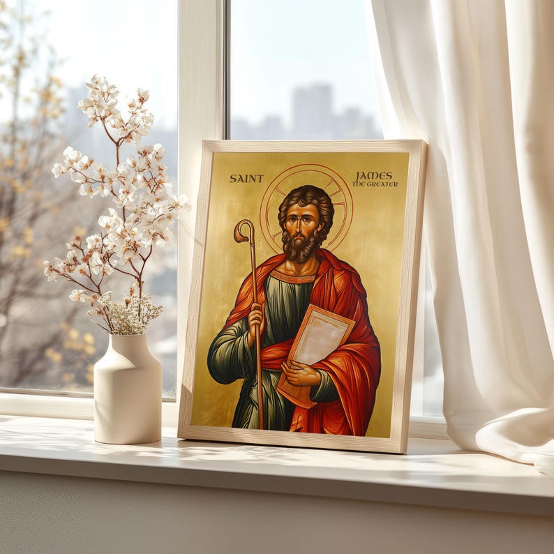 Saint James the Greater Icon, Catholic Apostle Print, Christian ...