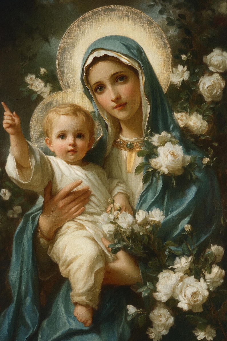 Virgin Mary Embracing Jesus, Jesus Portrait, Christian Wall Art ...