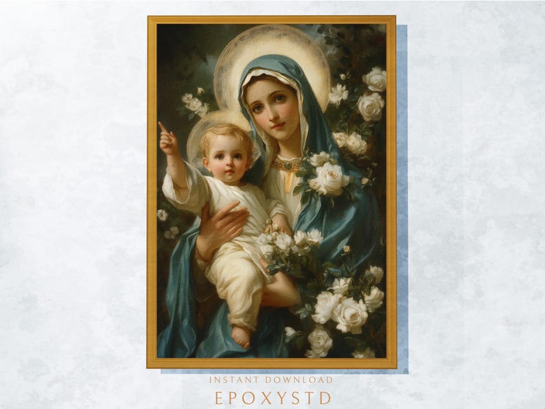 Virgin Mary Embracing Jesus, Jesus Portrait, Christian Wall Art ...