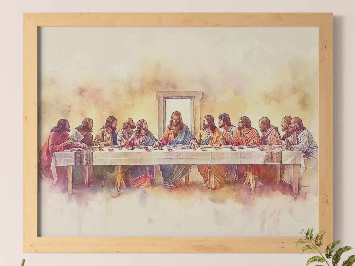 The Last Supper, the Last Supper Wall Art, Digital Print, Watercolor ...