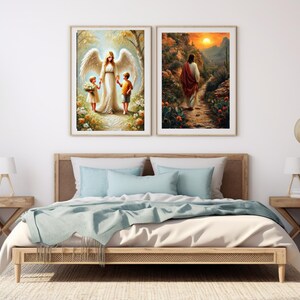 Walking With Angels, Christian Wall Art, Catholic Prints, Digital ...